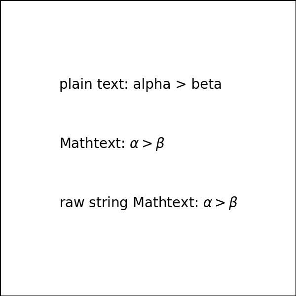 编写数学表达式 — Matplotlib 3103 文档 Matplotlib 绘图库